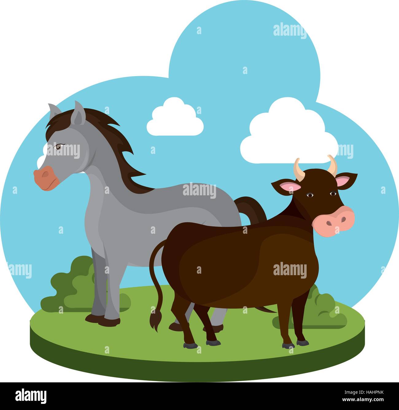 animal farm in the field vector illustration design Stock Vector Image ...