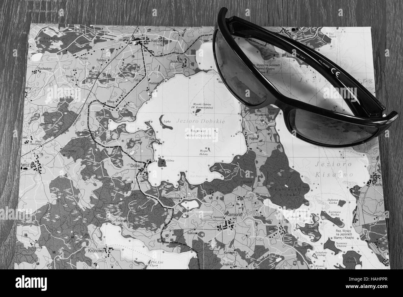 Eyewear placed on the map. Sunglasses with a map of specific Polish ...