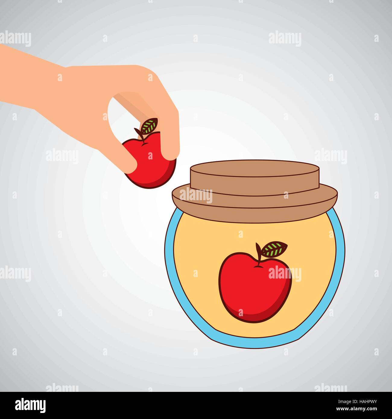 hand puts apple jar jam vector illustration eps 10 Stock Vector Image ...