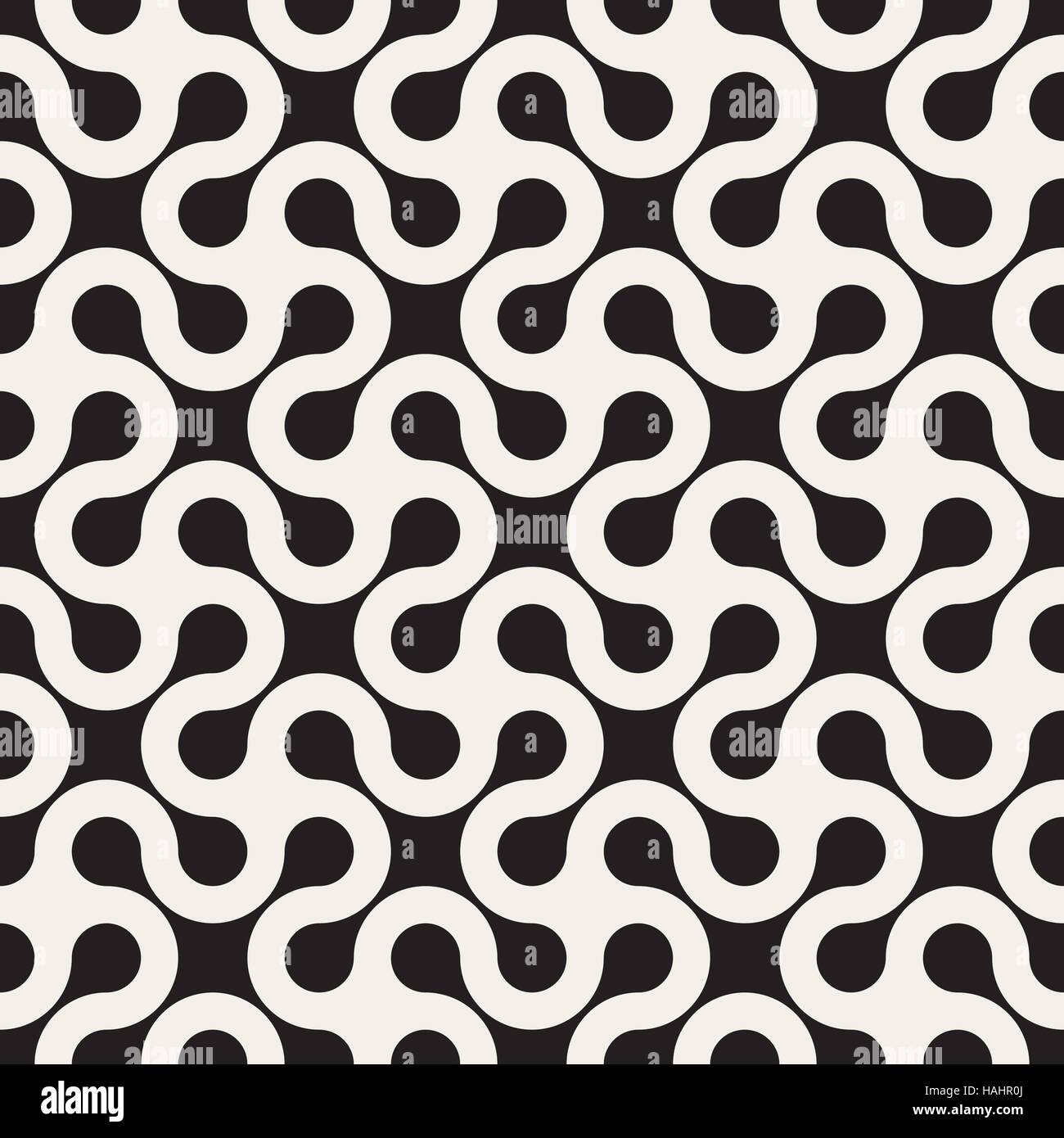 Vector Seamless Black and White Rounded Line Spiral Cross Pattern Stock ...