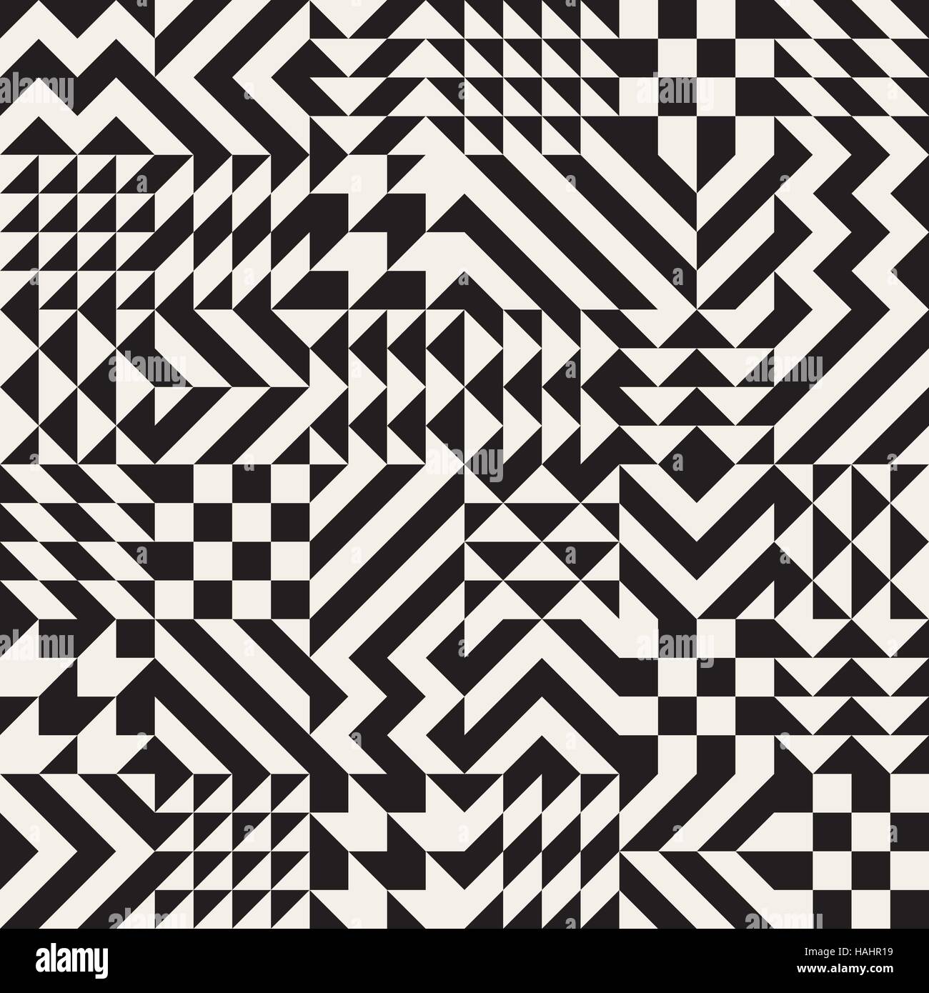 Vector Seamless Black and White Irregular Geometric Blocks Pattern ...