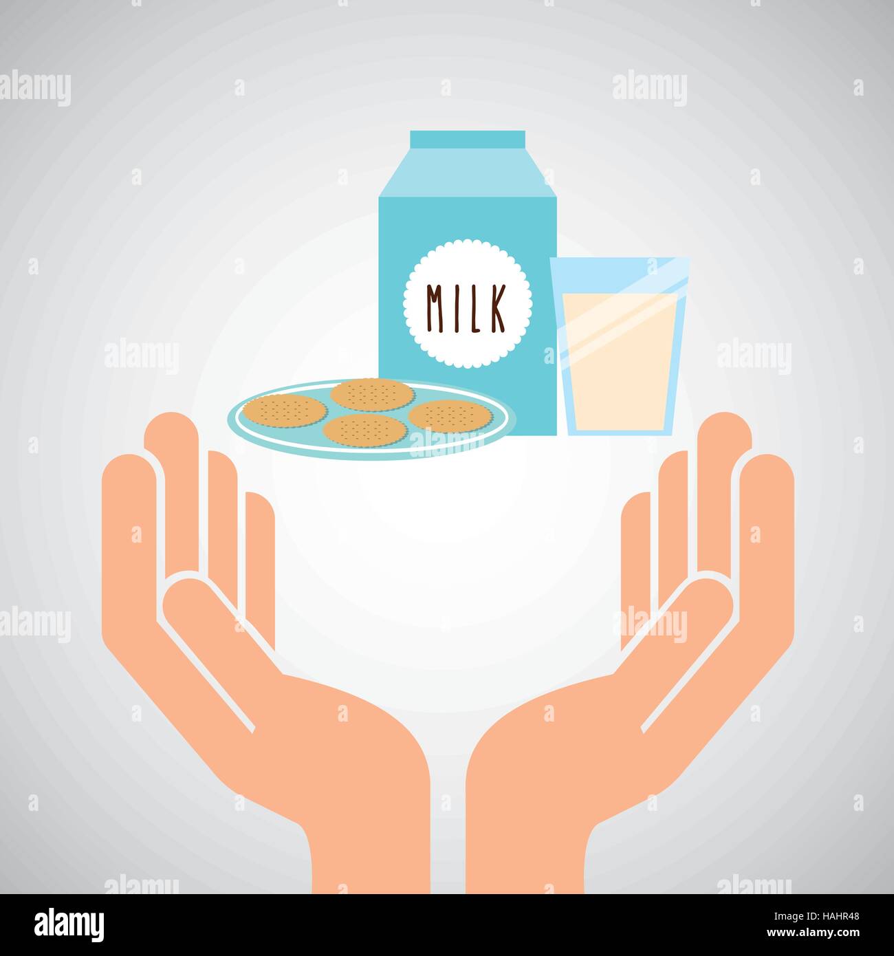 hands food preparing milk and cookie vector illustration eps 10 Stock ...