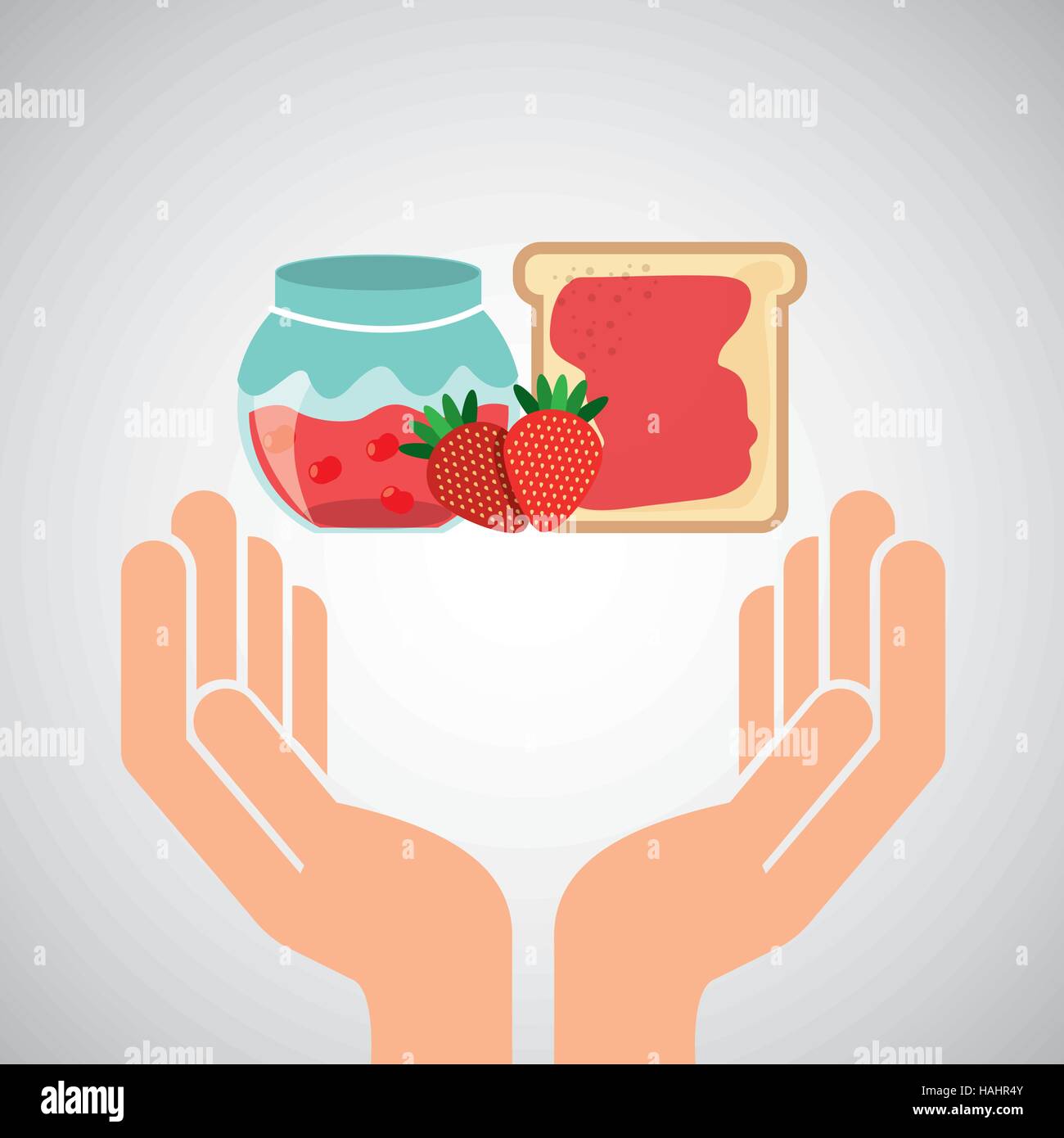 hands food preparing bread jam strawberry vector illustration eps 10 ...