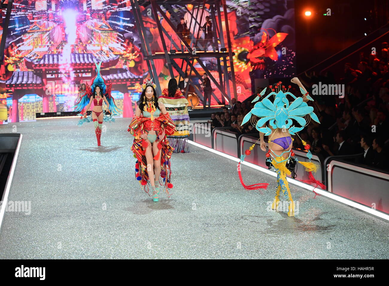 during the Victoria's Secret fashion show, held at The Grand Palais in ...