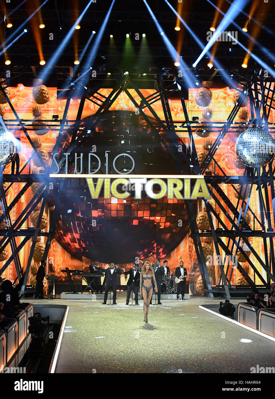 A general view of the stage during the Victoria's Secret fashion show ...