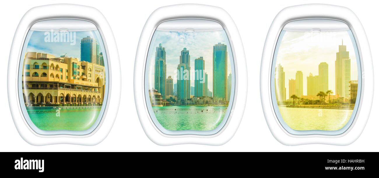 Dubai skyline on window Stock Photo - Alamy