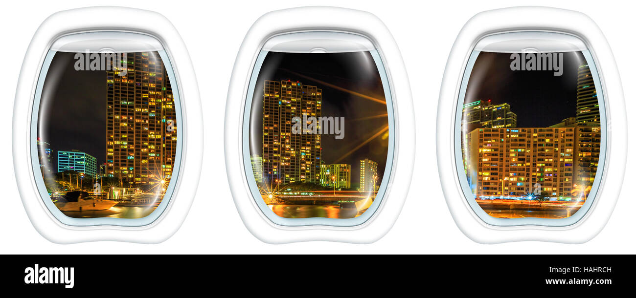 Honolulu Harbor aerial window Stock Photo - Alamy