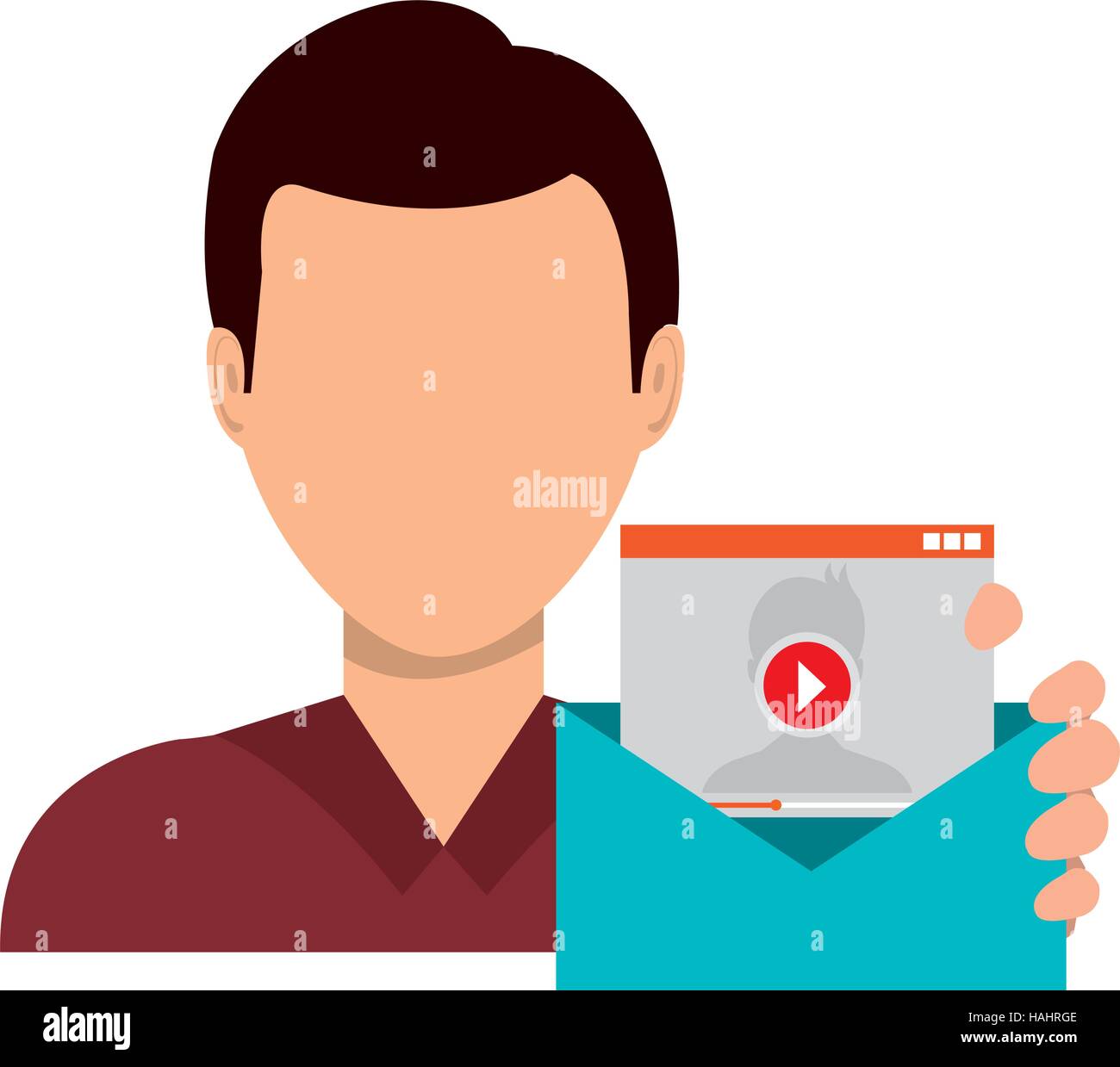 person avatar with envelope social marketing vector illustration design ...