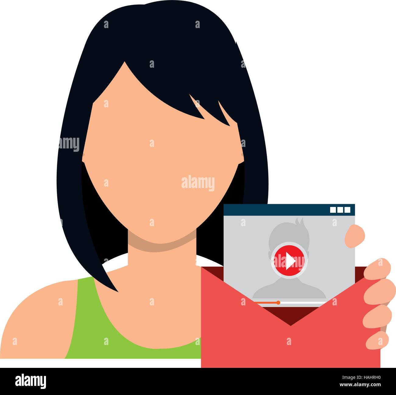 person avatar with envelope social marketing vector illustration design ...