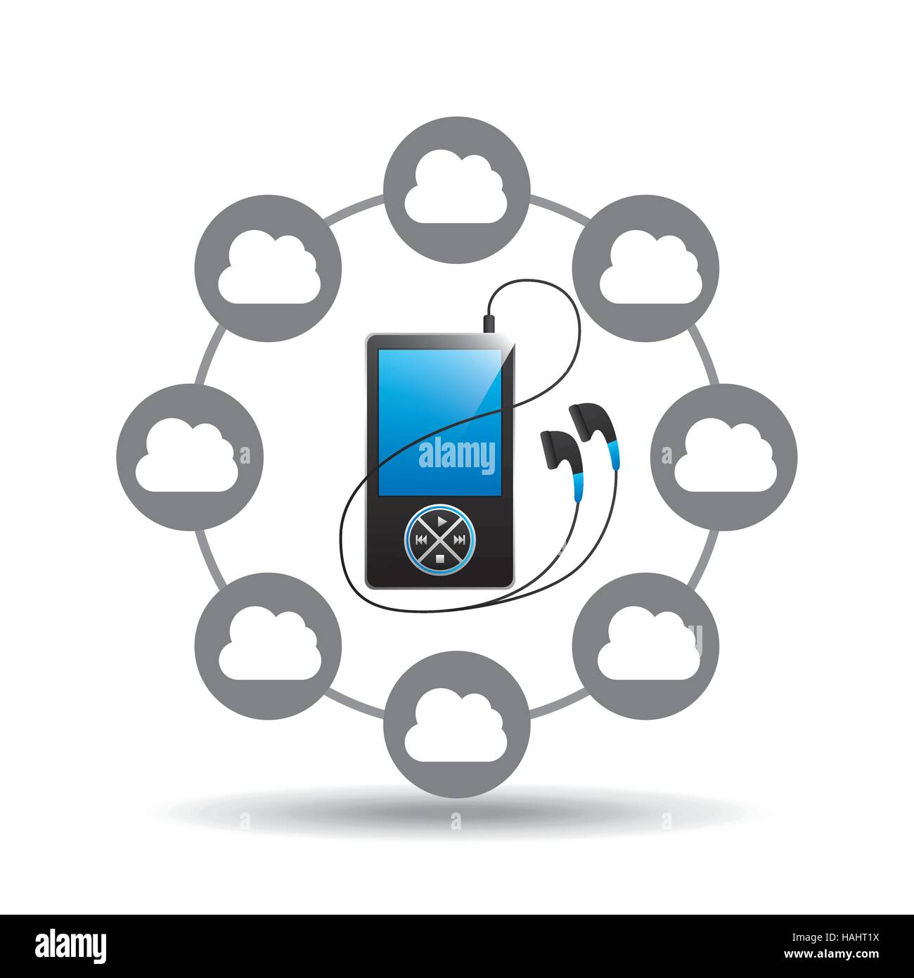 music cloud connection mp3 digital graphic vector illustration eps 10 ...