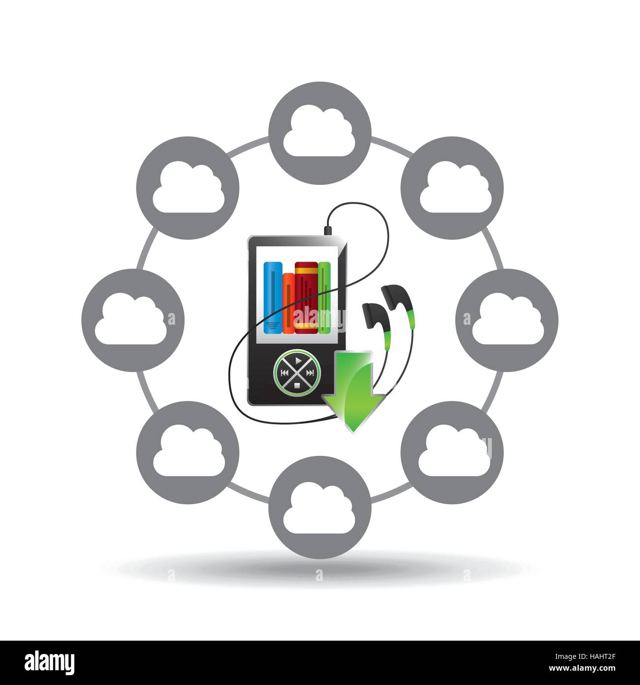 music cloud connection mp3 book audio graphic vector illustration eps ...