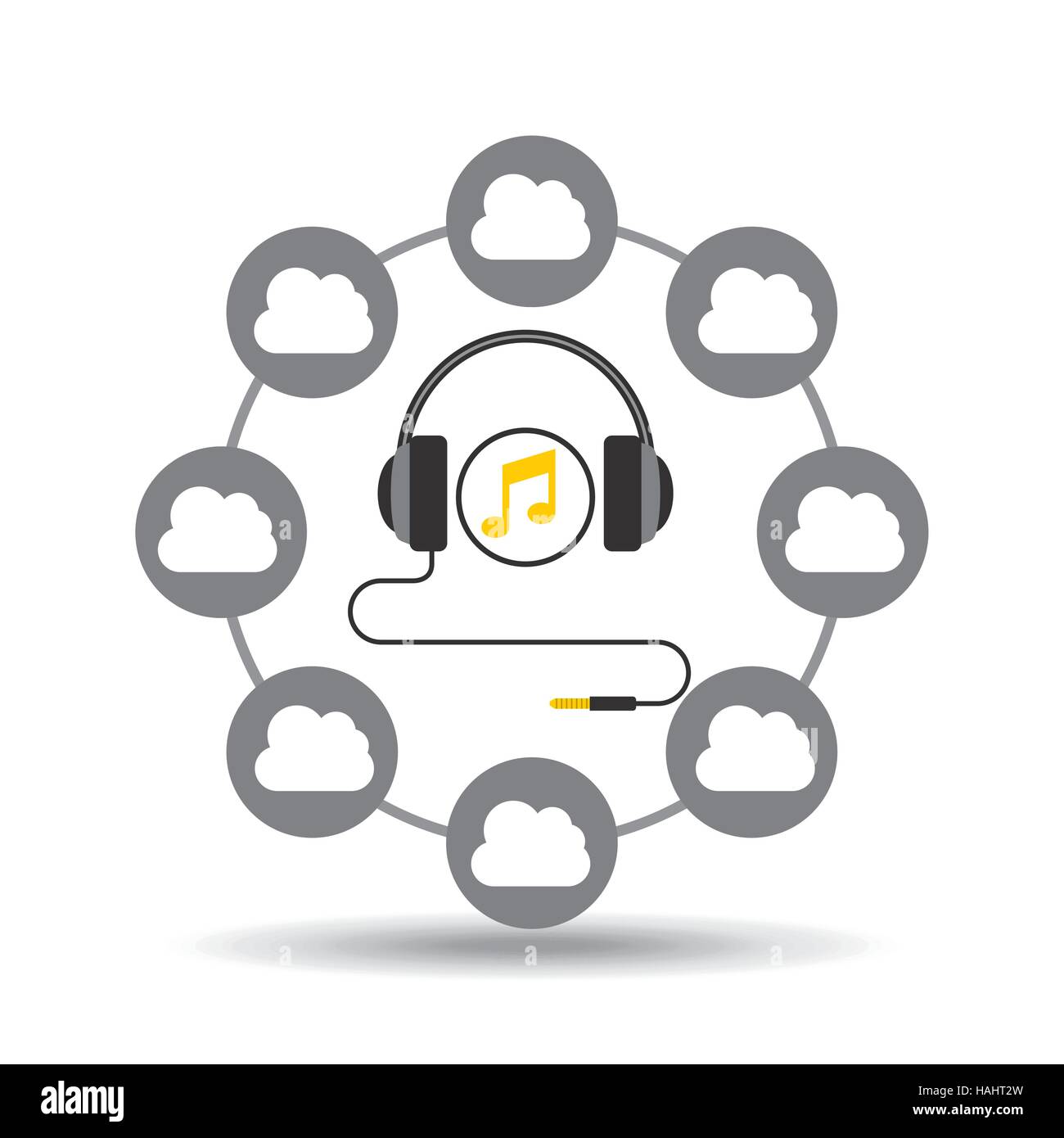 music cloud connection headphone note musical graphic vector ...