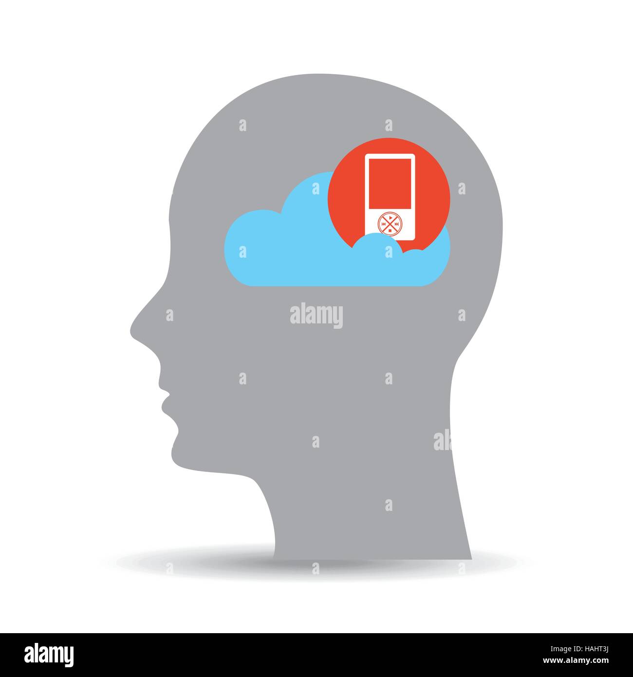 head silhouette cloud mp3 music vector illustration eps 10 Stock Vector ...