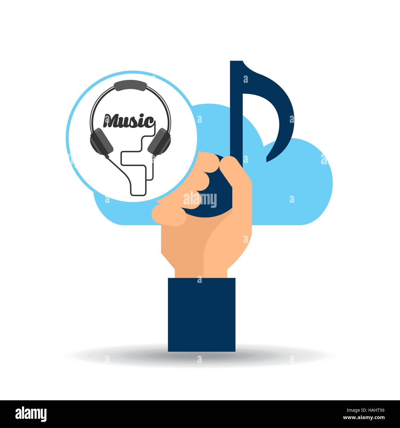 hand hold note music cloud and headphones vector illustration eps 10 ...