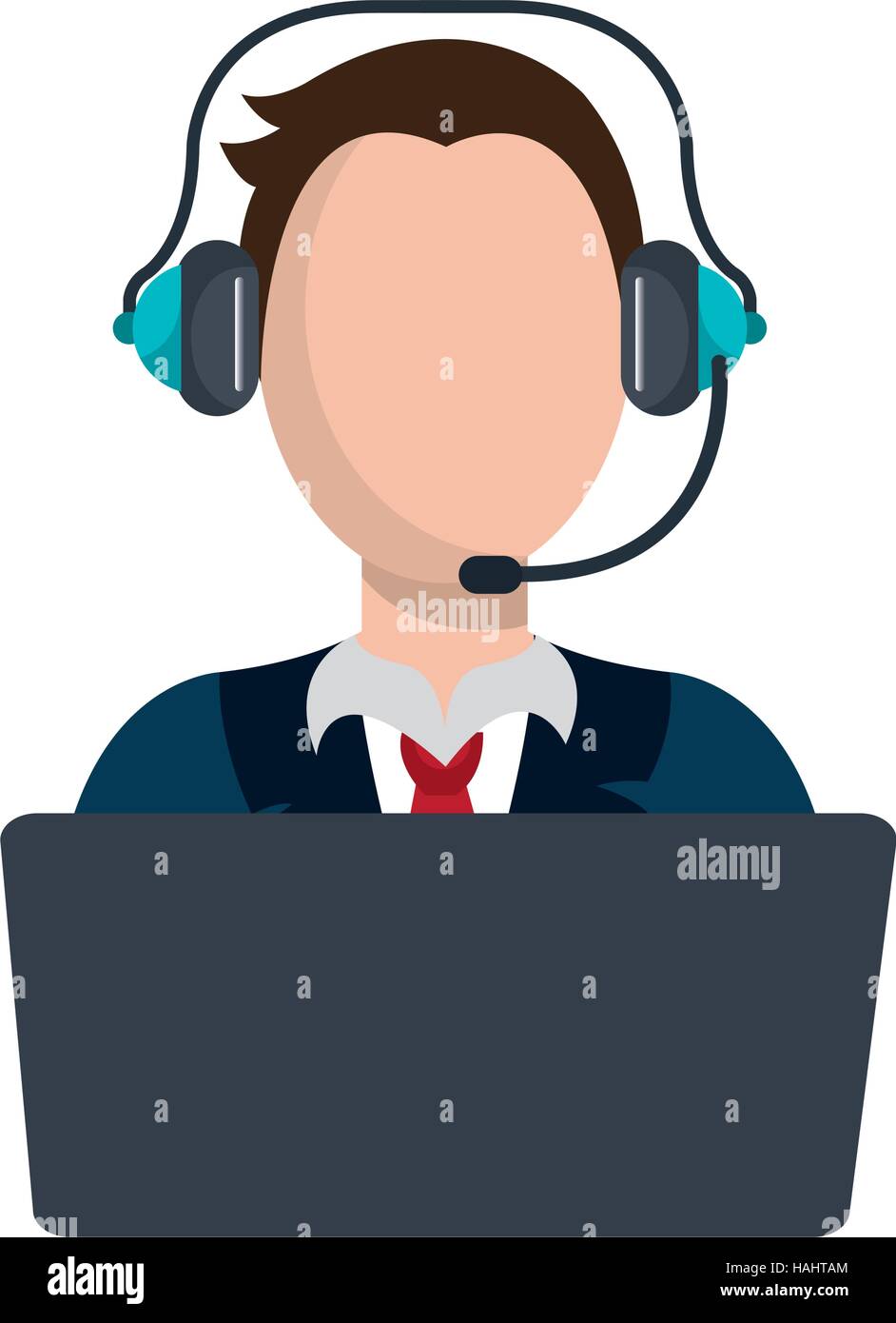businessman character avatar with headset icon vector illustration ...