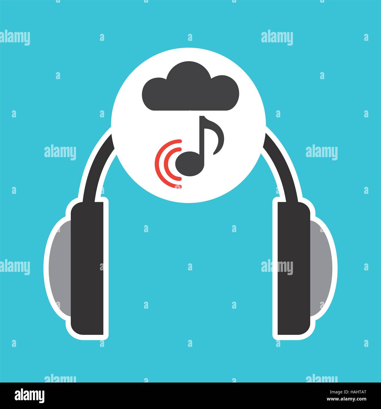 music online cloud headphone music note connected vector illustration ...