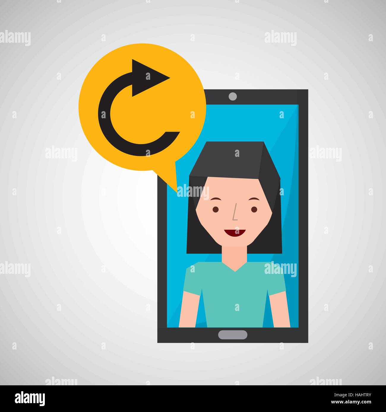 smartphone girl cartoon update media vector illustration eps 10 Stock ...