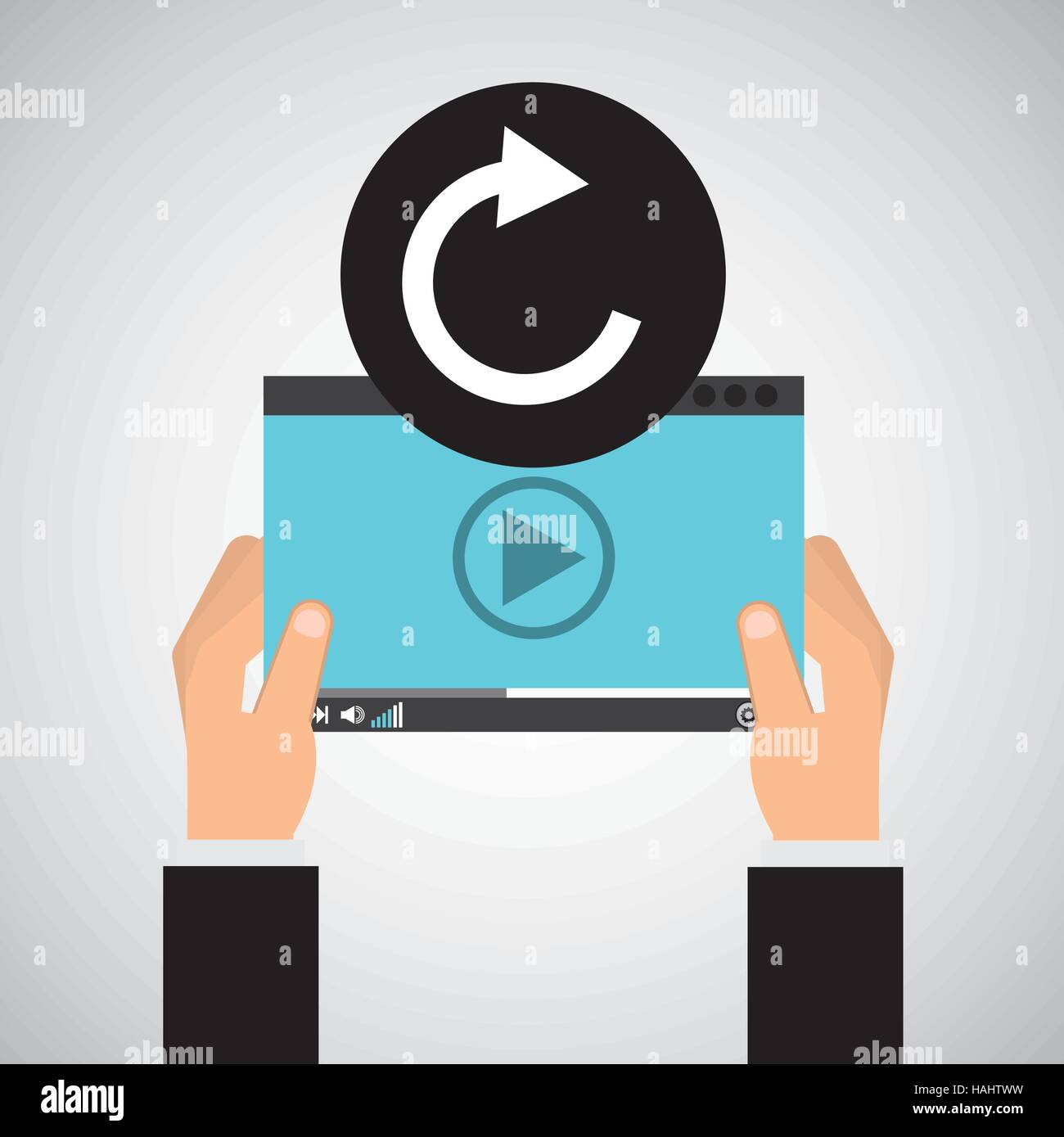 hand holds digital refresh arrow player vector illustration eps 10 ...