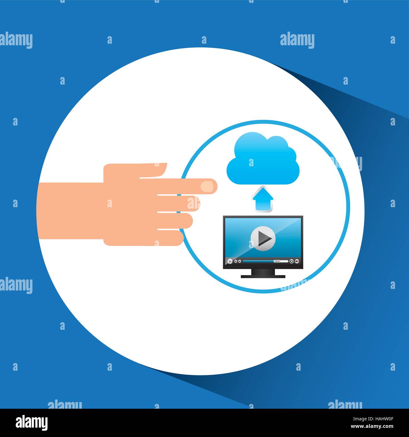 hand gadget player upload cloud video vector illustration eps 10 Stock ...