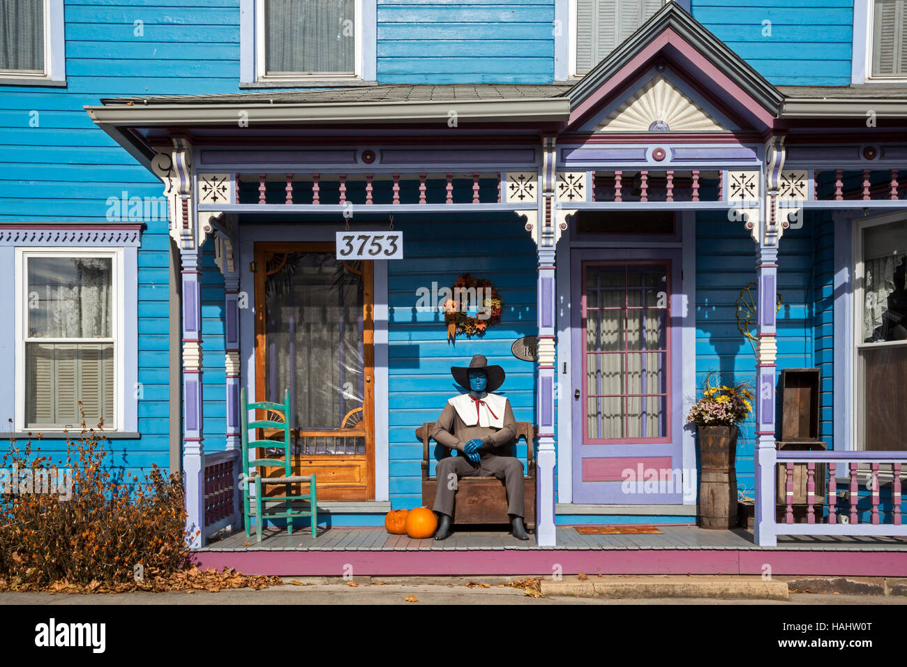 Schellsburg, Pennsylvania - The front porch of a home, decorated for ...