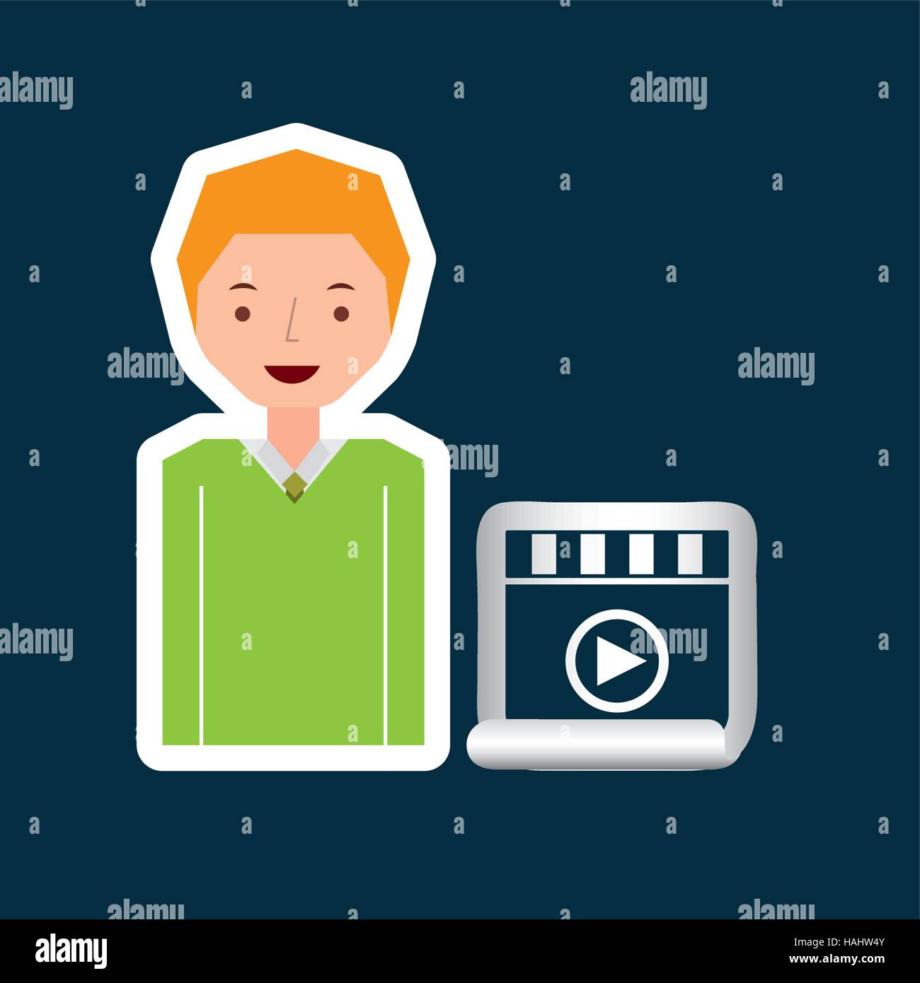 cartoon video player guy design vector illustration eps 10 Stock Vector ...