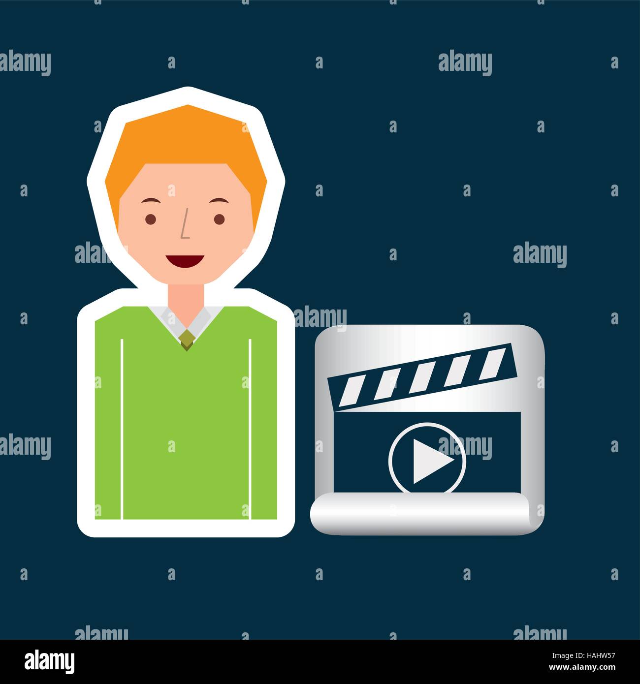 cartoon clapper movie guy design vector illustration eps 10 Stock ...