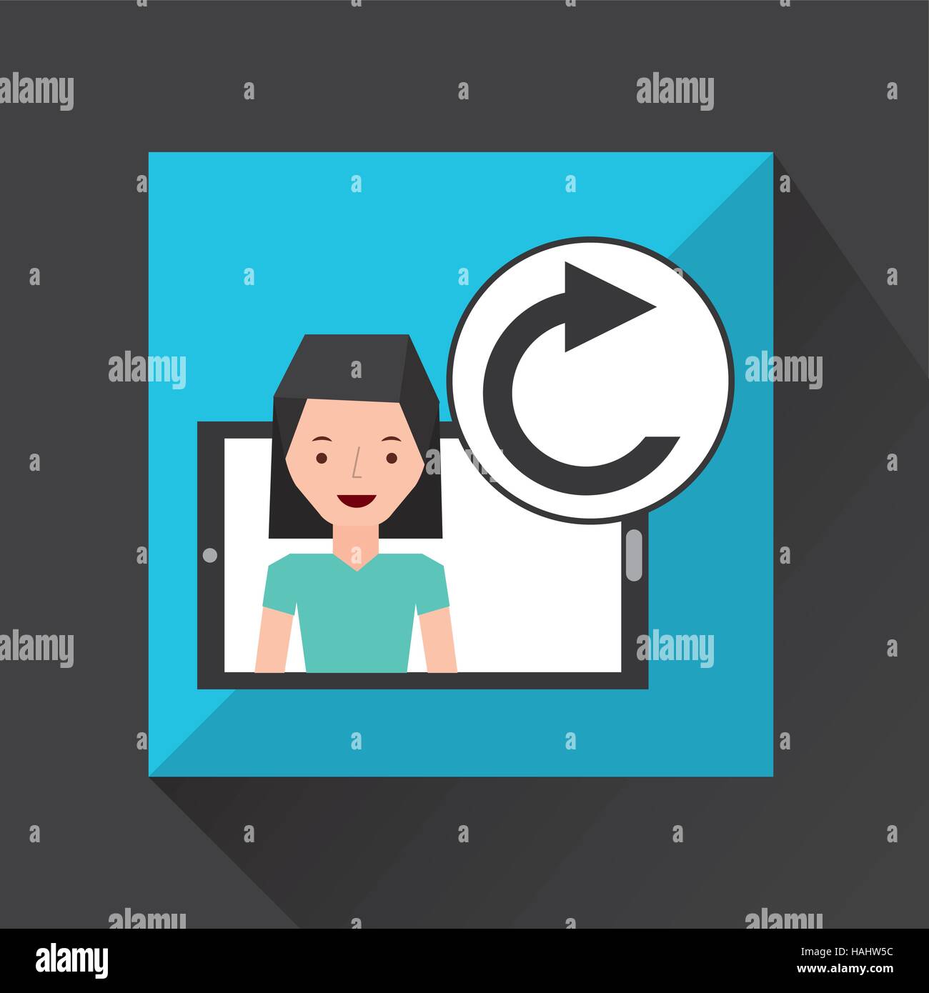 smartphone girl cartoon update media vector illustration eps 10 Stock ...