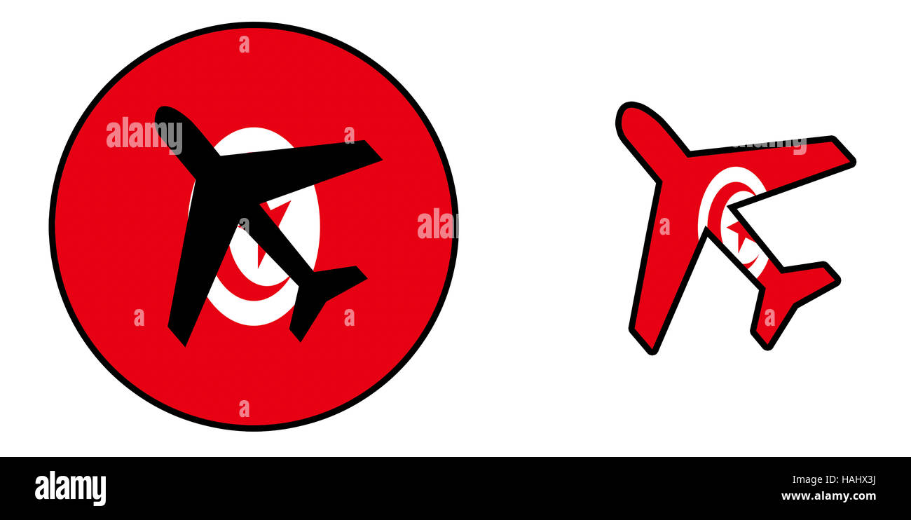 Nation flag - Airplane isolated on white - Tunisia Stock Photo - Alamy