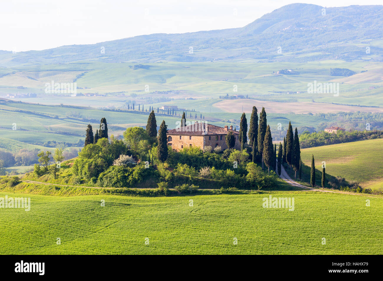Italian villa on a hill in Tuscany Stock Photo - Alamy