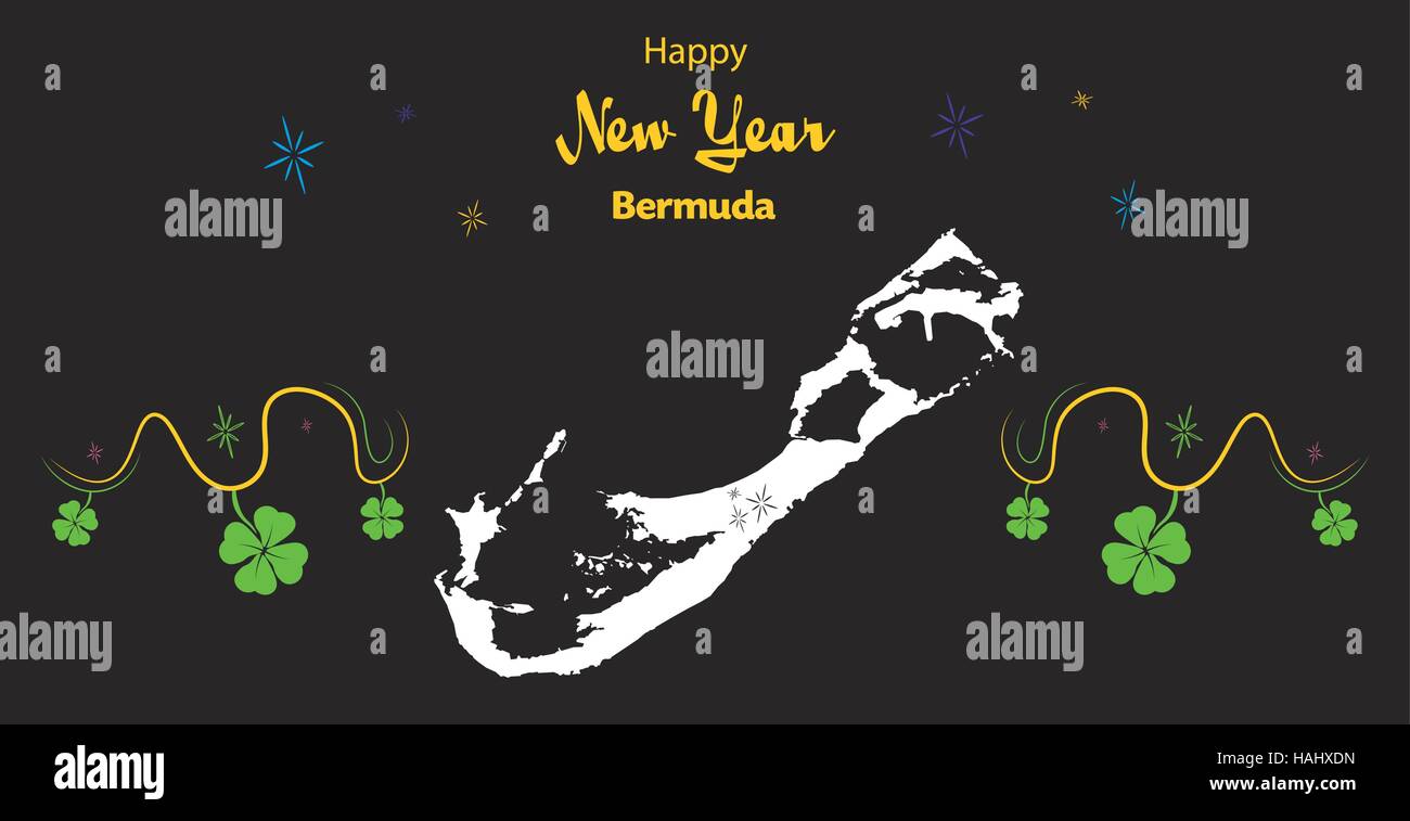 Happy New Year illustration theme with map of Bermuda Stock Vector ...