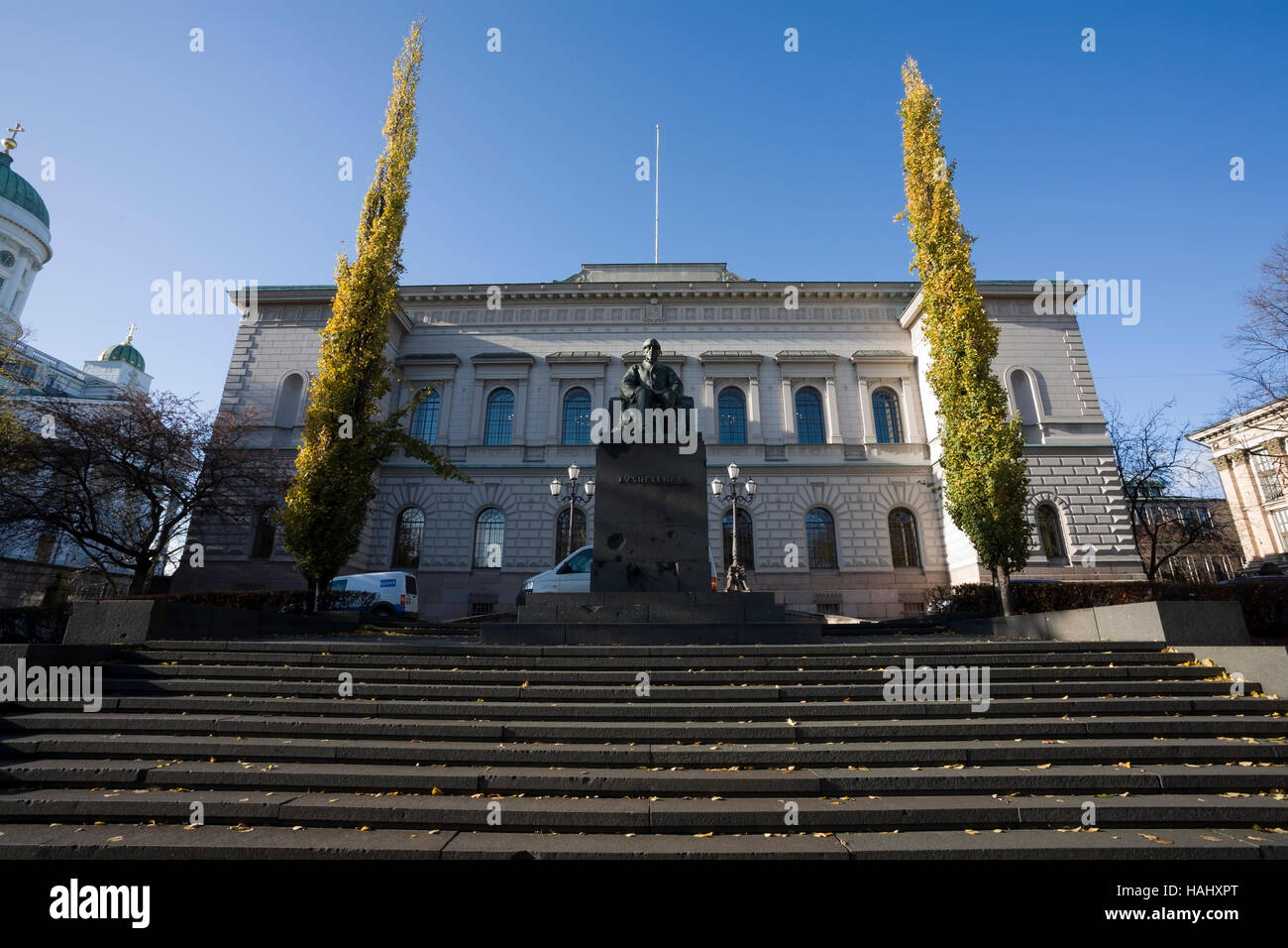 Statue of J V Snellman in front of The Bank of Finland, Head Office in ...