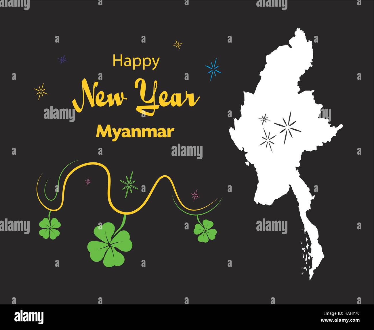 Happy New Year illustration theme with map of Myanmar Stock Vector ...