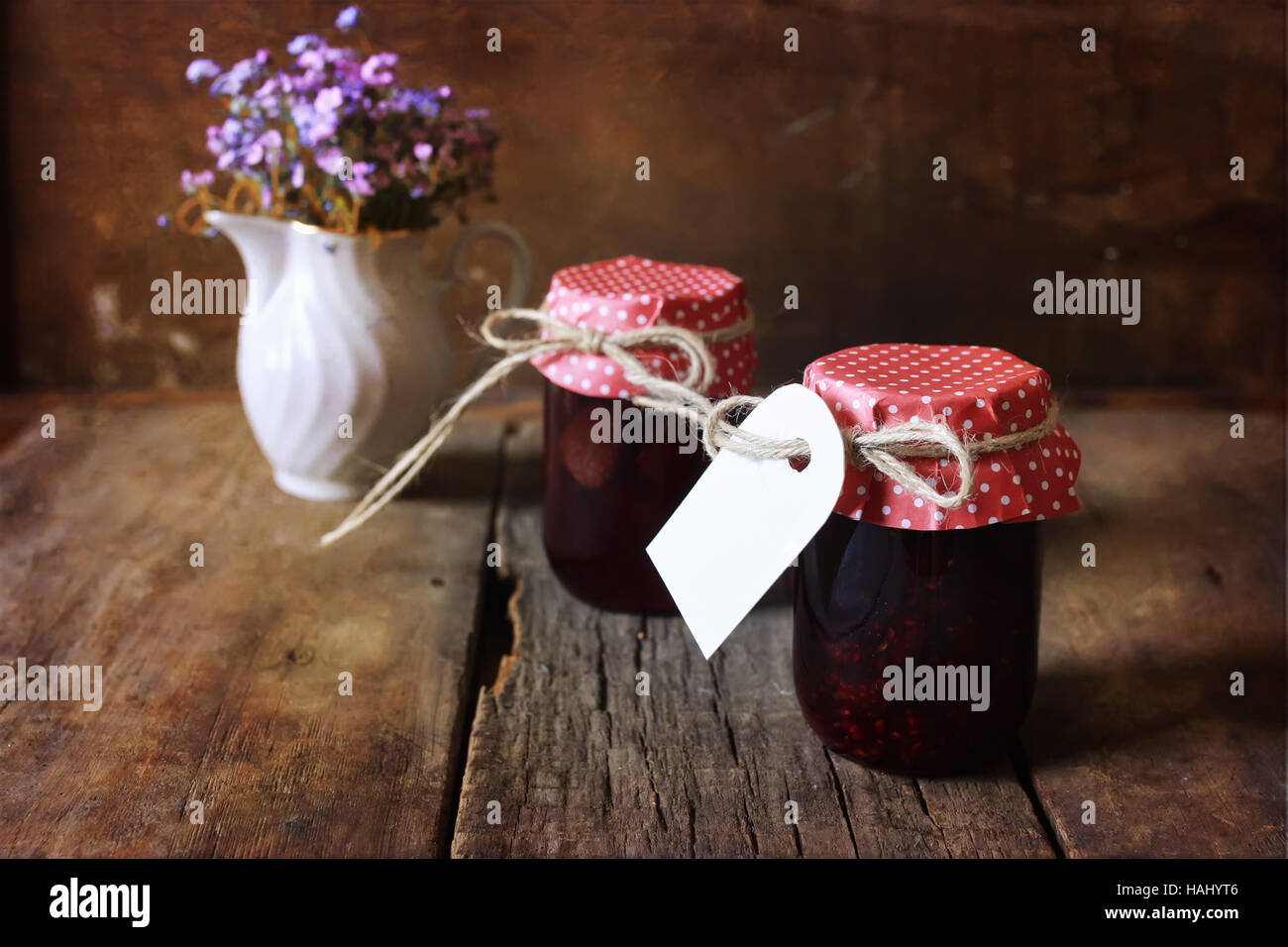 retro rustic homemade jam jar Stock Photo - Alamy