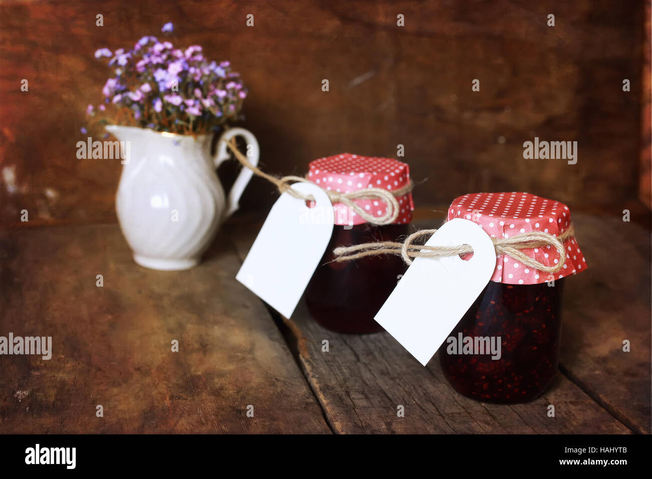 retro rustic homemade jam jar Stock Photo - Alamy