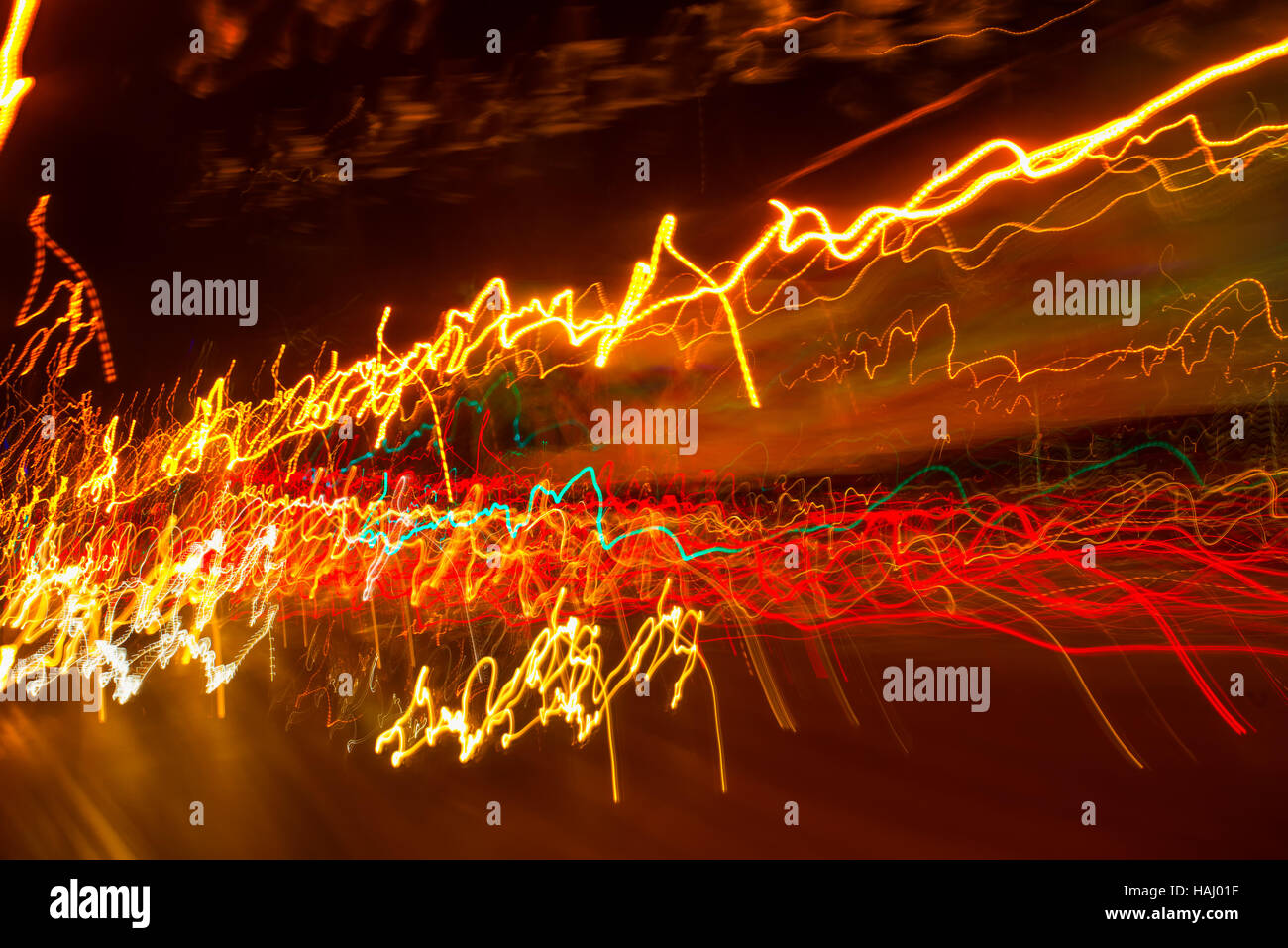 Traffic light paint with long exposure, colorful abstract motion blur ...