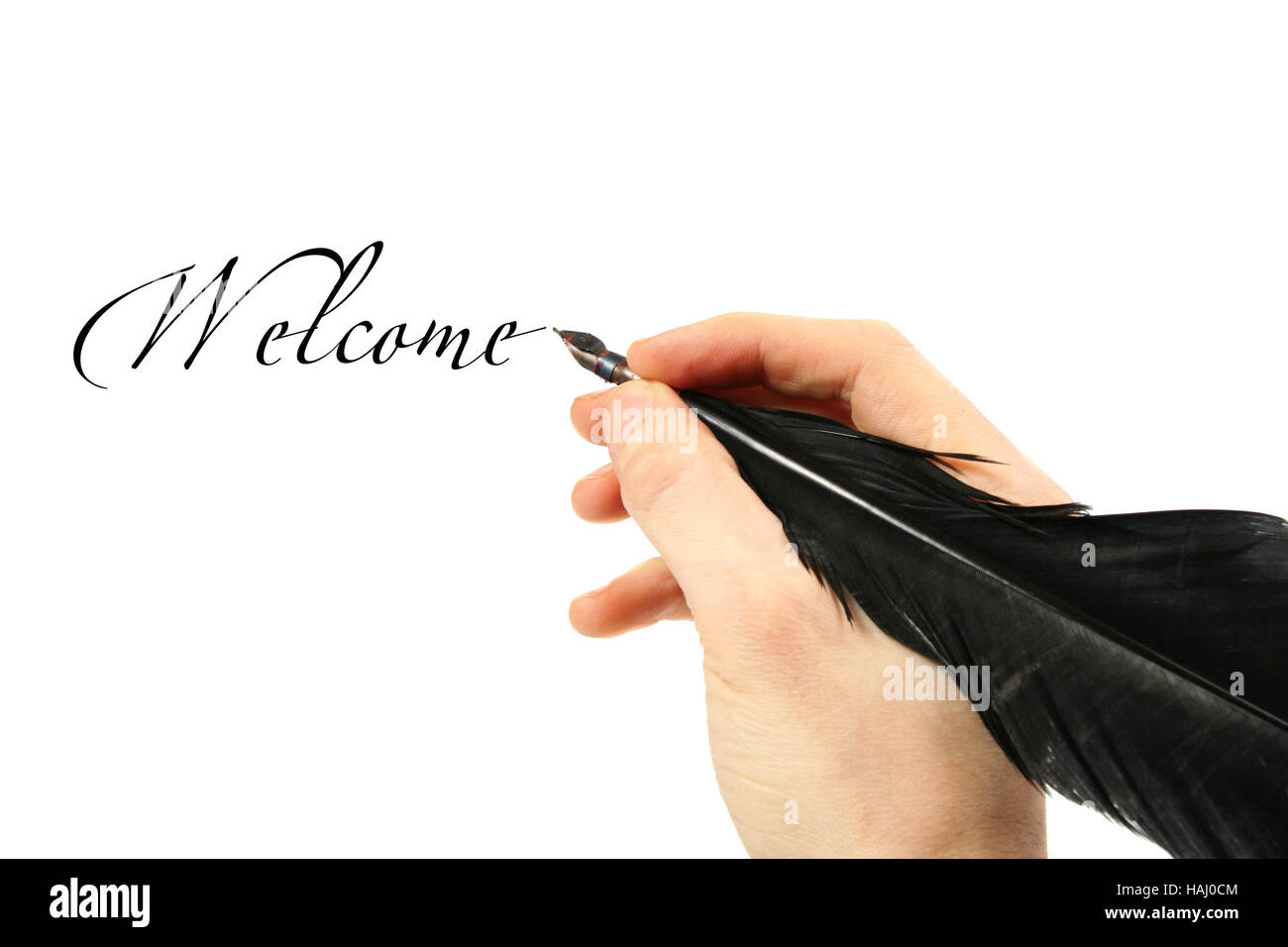 Writing text with quill Stock Photo - Alamy
