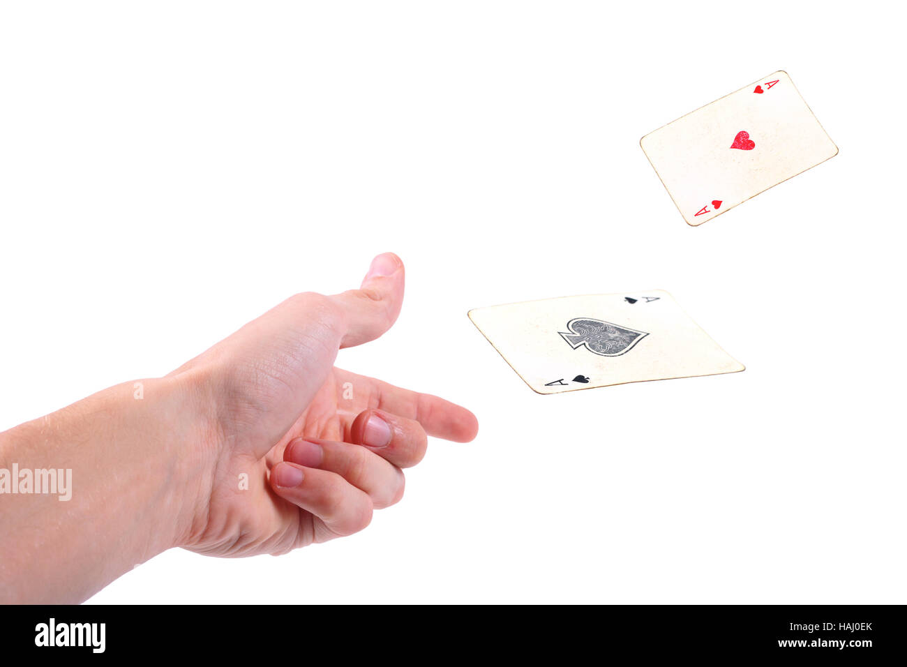 Hand throwing two aces Stock Photo - Alamy