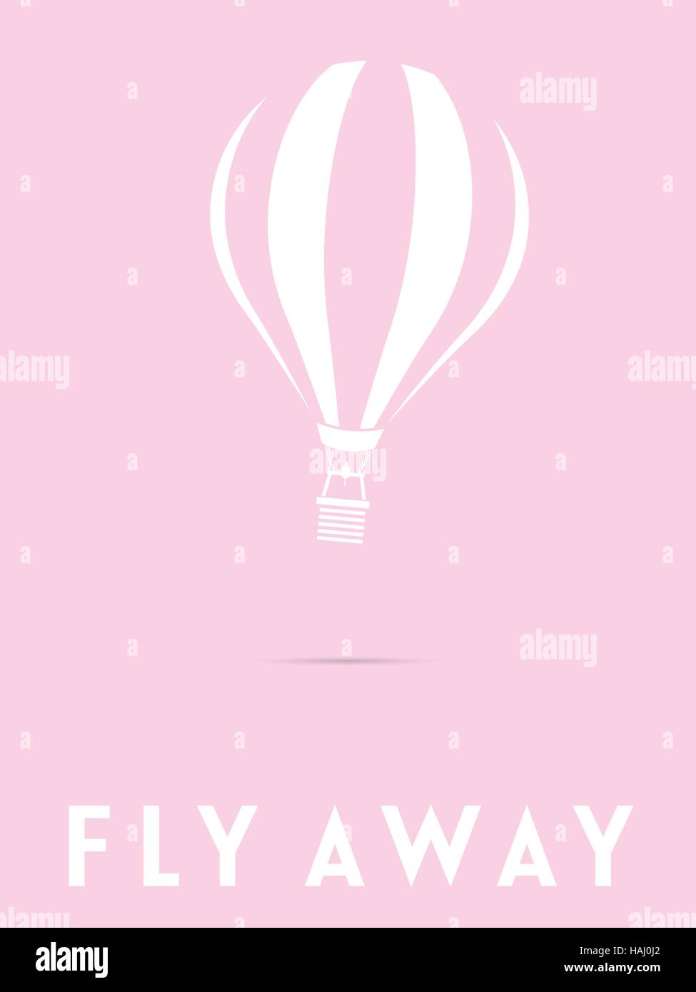 White silhouette of hot air balloon on pastel pink background. Fly Away ...