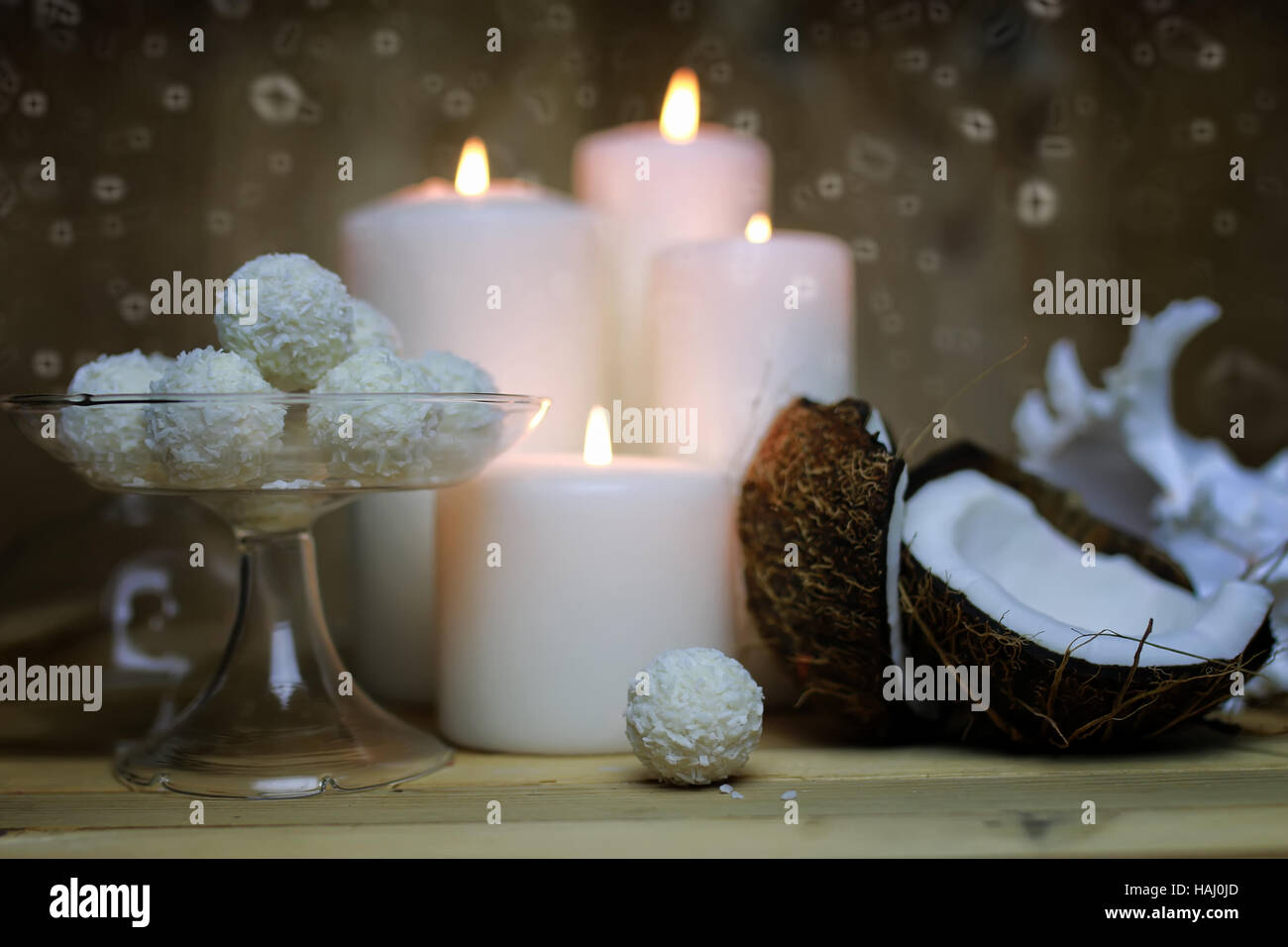 composition toned with Cokonut candy Stock Photo - Alamy