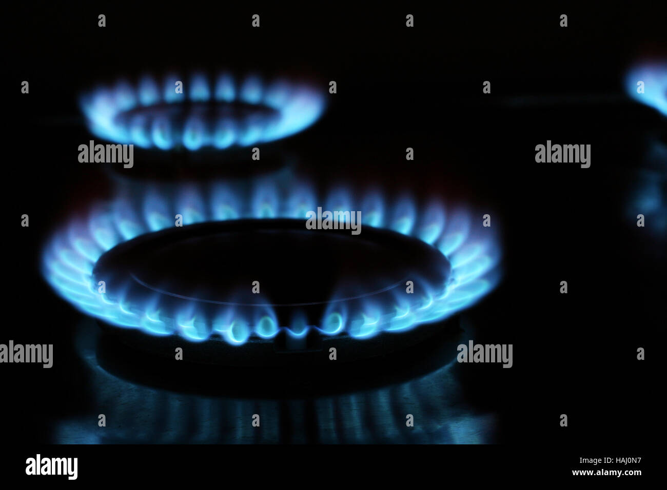 Blue gas flames Stock Photo - Alamy