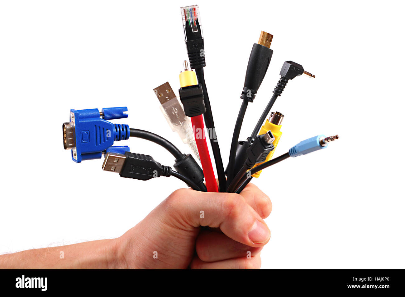 Computer wire tangle hand hi-res stock photography and images - Alamy