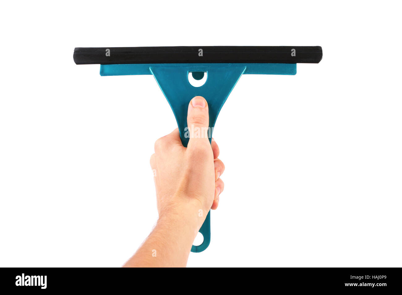 hand with window cleaning tool Stock Photo - Alamy