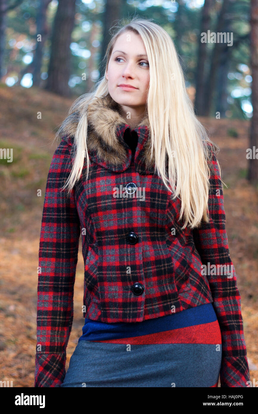 woman walk in the woods Stock Photo - Alamy