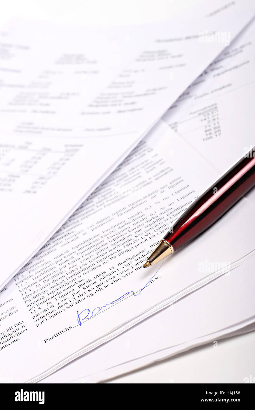 business documents and signed contract Stock Photo - Alamy
