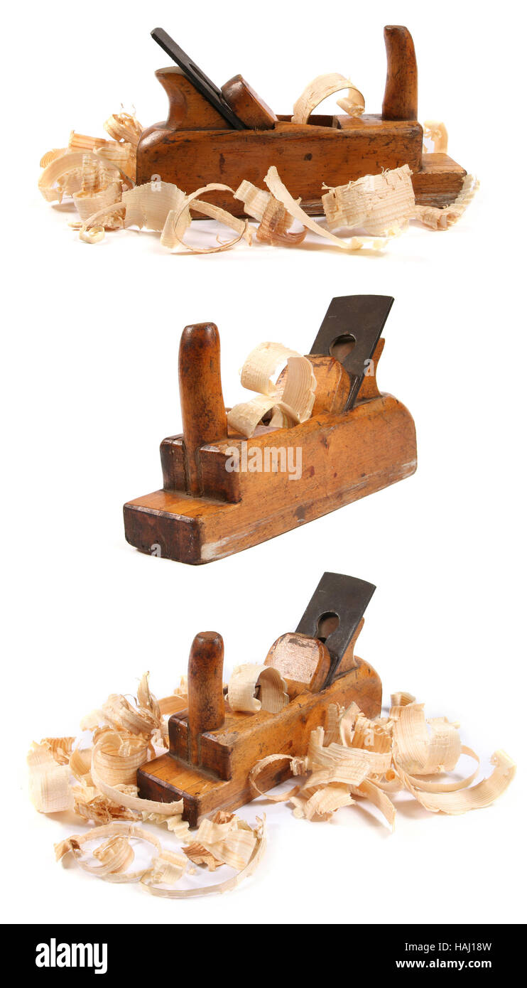 three old wooden carpenter's planes Stock Photo - Alamy