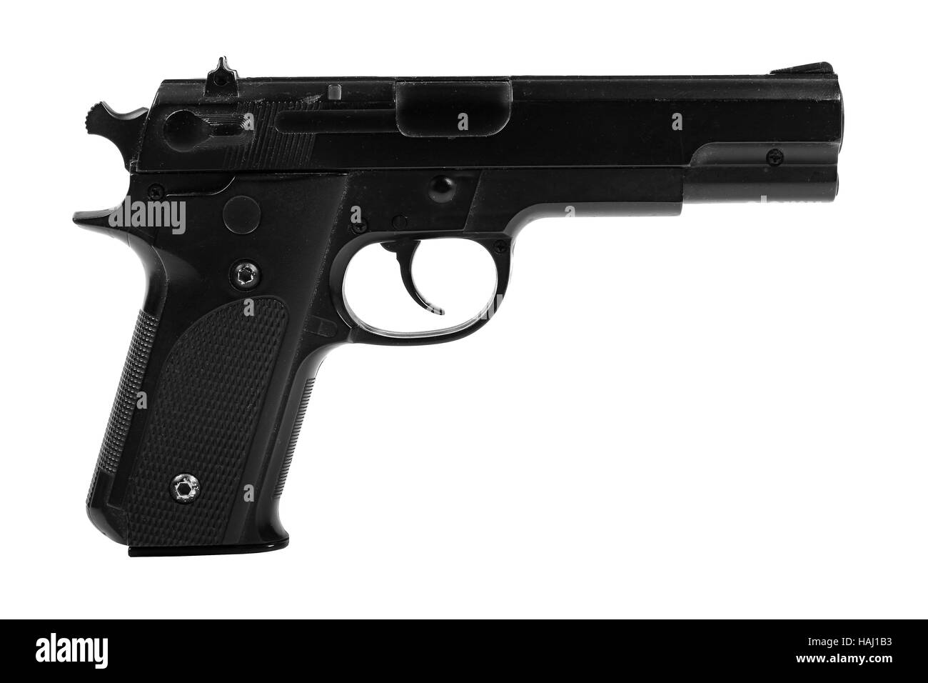 Pistol revolver isolated on Black and White Stock Photos & Images - Alamy