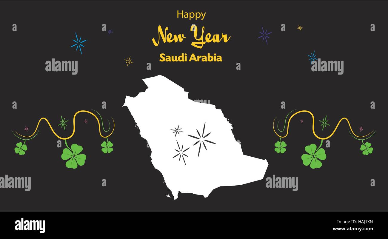 Happy New Year illustration theme with map of Saudi Arabia Stock Vector ...