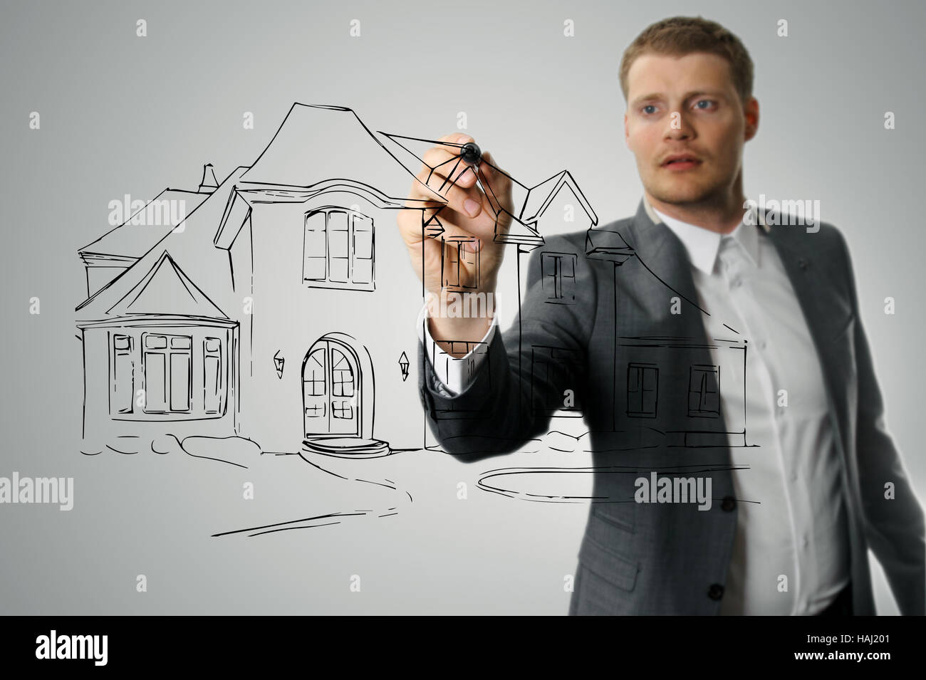 architect drawing house development sketch Stock Photo - Alamy