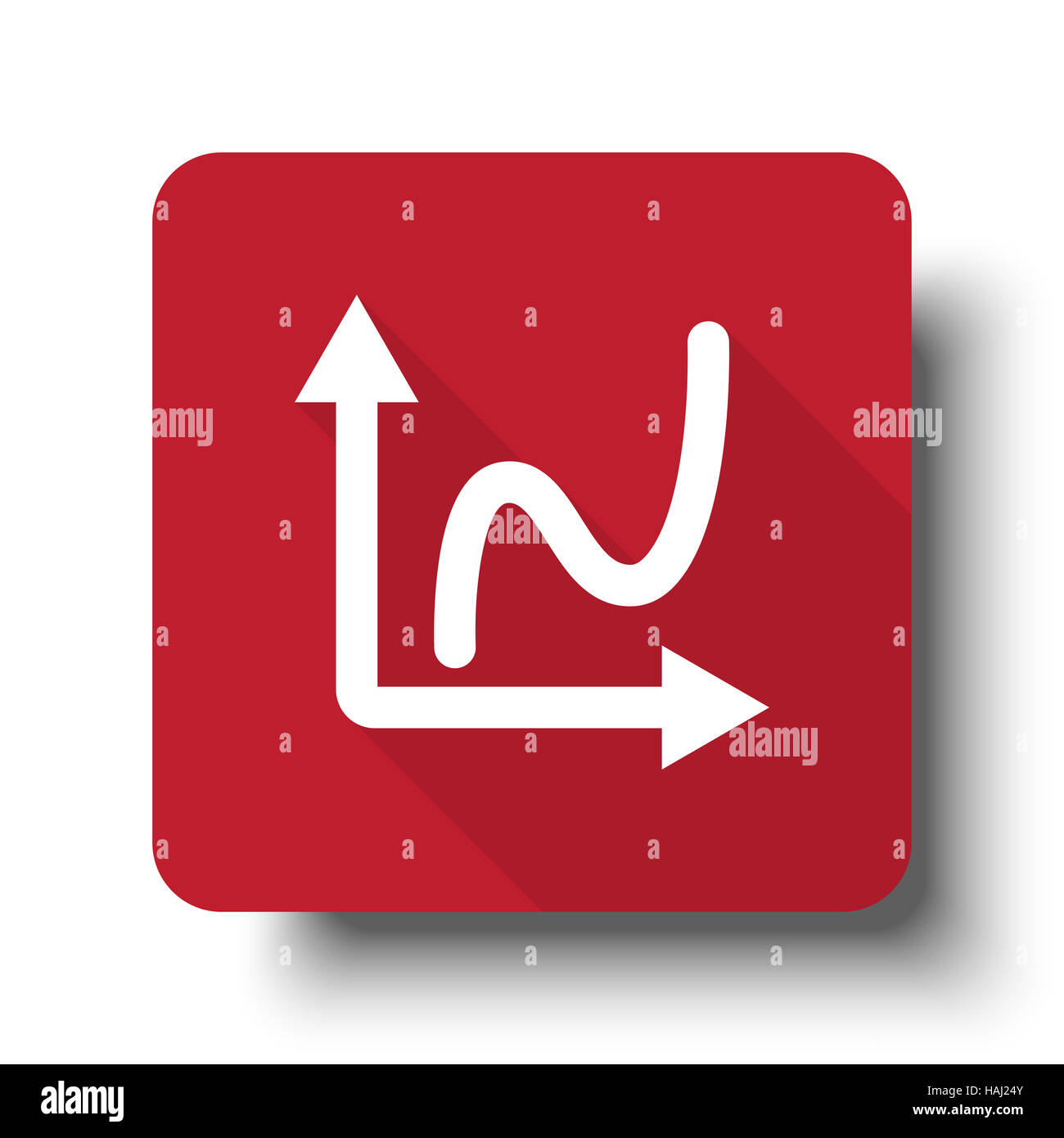 Flat Graph web icon on red button with drop shadow Stock Photo - Alamy