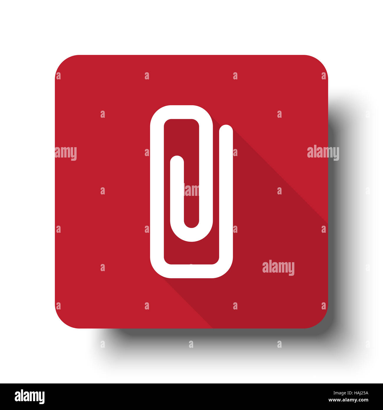 Flat Paper Clip web icon on red button with drop shadow Stock Photo - Alamy
